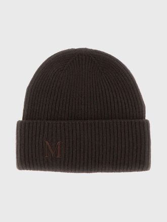 Max Mara Bonnet beanie en laine c&ocirc;tel&eacute;e avec logo jacquard et revers