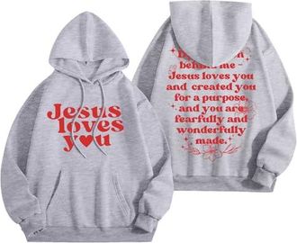 Generic Sweat &agrave; capuche &agrave; manches longues pour la Saint-Valentin 2026 pour femme, gris, XXL