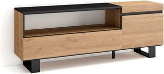 Skraut Home Skraut Home - TV-Schrank, Lowboard, für Wohnzimmer und Esszimmer, 150x57x35cm, Für TV-Geräte bis zu 65, Industriedesign, Moderner Stil, Eiche Schwarz