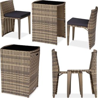 TecTake Salon de jardin avec cadre en aluminium avec plateau en verre tremp&eacute; encastrable