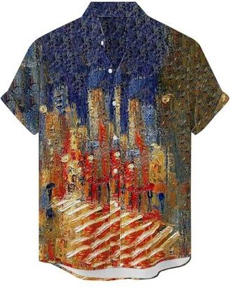 Generic Chemise &agrave; manches courtes pour homme, chemise boutonn&eacute;e pour homme, chemise tropicale, vacances, plage, hawa&iuml;enne, manches courtes, motif floral, col 