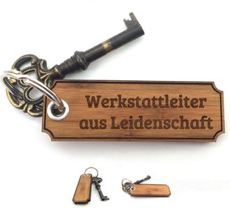 Mr. & Mrs. Panda Schl&uuml;sselanh&auml;nger Werkstattleiter - Geschenk, Berufsausbildung, Schenken, Schl&uuml;sselanh&auml;nger Holz, Ausbildung, Schl&uuml;sselbund