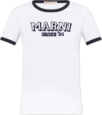 Marni Femme, Tops, Blanc, Taille: 36 FR T-Shirt Logo