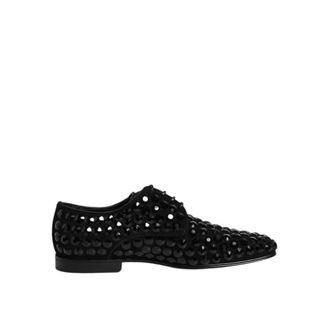 Dolce & Gabbana Schwarze Wildleder Strass Derby Formelle Schuhe - - Shoes - Herren - Schwarzk - 40 1/2 EU