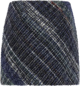 Missoni Diagonal-Check Wool Blend Skirt - Navy
