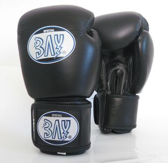 Bay KO-Fighter Profi Boxhandschuhe aus Rindsleder, 16 Unzen, Schwarz