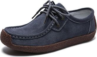 Generic Mocassins à Lacets en Cuir pour Femmes, Mocassins Plats Confortables à Bout Rond et Chaussures de Travail antidérapantes pour infirmières,Gris,44