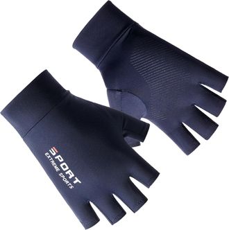 Harilla Damen Herren Sommer Eisseide UV-Schutz Touchscreen Dünn Atmungsaktiv rutschfest zum Radfahren Sport Reiten Radfahren, halber Finger blau