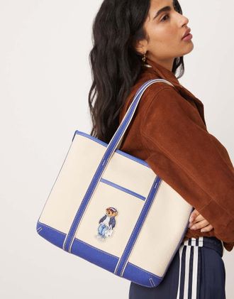 Polo Ralph Lauren Capsule - Mini-Tragetasche in Wei&szlig; und Blau mit Bear-Motiv