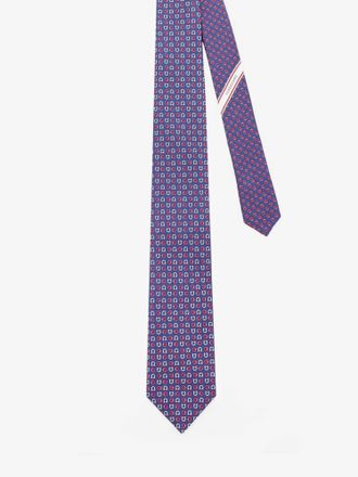 Ferragamo Mens Silk Tie Capitano Blue Ties & Bow