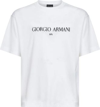 Giorgio Armani Homme, Tops, Blanc, Taille: S T-shirt &agrave; col rond