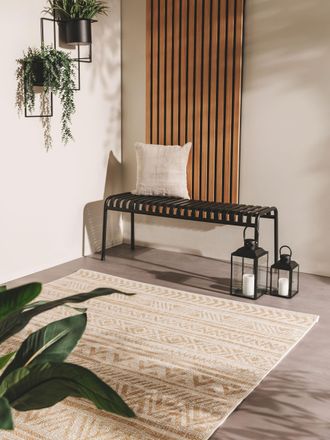 benuta Nest Teppich Cleo - Creme/Beige 120x170 cm - Kunstfaser - Outdoor geeignet - Rechteckig & im Style: Zickzack, Boho-Style - Pflegeleicht für Wohnzimmer