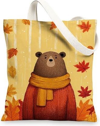 Generic Sacs fourre-tout en toile avec imprimé animal mignon - Sacs dépicerie réutilisables - Confortables - Légers et lavables - Sacs en toile pour salle de 