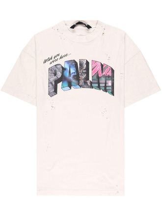 Palm Angels t-shirt &agrave; imprim&eacute; Palm Sign - 0184 WHITE MULTICOLOR