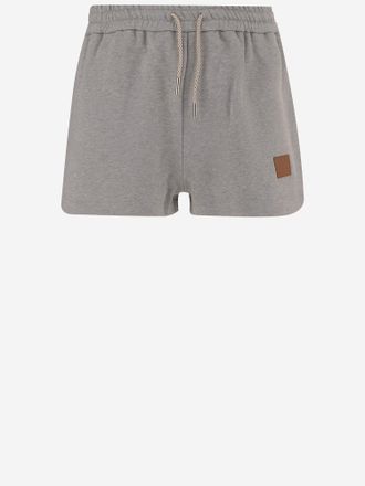 Fendi Womens Shorts Cotton With Logo Grey