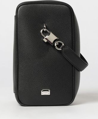 Dolce & Gabbana Porte-documents Lock en cuir de veau grain&eacute; avec bandouli&egrave;re