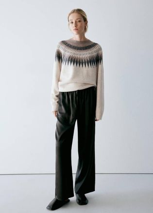 Mango Pull de pyjama en maille &agrave; col rond marron moyen - Femme - S - MANGO