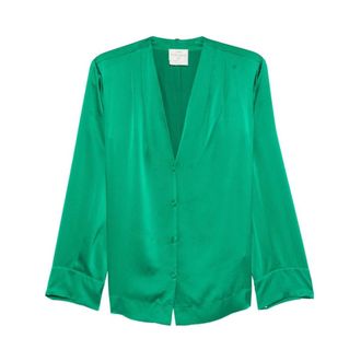Forte_Forte Seiden-Satin-Bluse - - Blouses & Shirts - Damen - Gr&uuml;n - XS