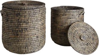 Aubry Gaspard Paniers à linge ronds en jonc (lot de 2)