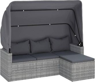 vidaXL Vidaxl - Canapé de jardin 3 places avec toit et repose-pieds Gris
