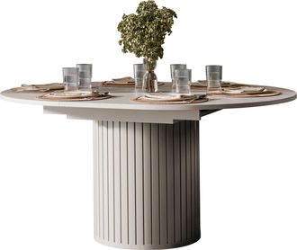 Mirjan24 Esszimmertisch Zelfa ZA09, Auszugstisch f&uuml;r Esszimmer, Runder Tisch f&uuml;r K&uuml;che, Esstisch, Kaffeetisch, Modern K&uuml;chentisch (Cashmere)