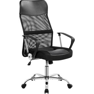 Yaheetech Bürostuhl ergonomischer Schreibtischstuhl mit hohe Rückenlehnen Drehstuhl höhenverstellbar mit gepolsterter Sitz bis 135 kg belastbar Netz