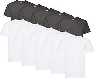 Fruit Of The Loom T-shirt à manches courtes super Premium pour homme, blanc/anthracite, taille XL, Blanc/anthracite, XL