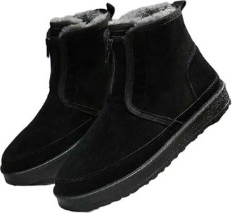 Generic NYSBH Chaussures dhiver chaudes en fourrure pour homme - Imperm&eacute;ables - En daim - Chelsea - En peluche moelleuse - Pour lext&eacute;rieur, Noir, 39.5 EU