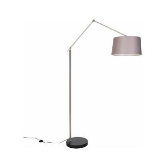QAZQA Moderne Stehleuchte Stahl Leinenschirm dunkelgrau 45 cm - Editor