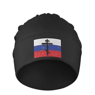Generic Homme Femme Bonnets Tricot&eacute; Drapeau Russe, Drapeau Orthodoxe, Croix en Cadeau Bonnet &Agrave; Revers Doux Bonnet dhiver Chaud Bonnets De Ski pour Quotidien C