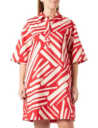 Seidensticker Damen Regular Fit Blusenkleid Kurzarm Kleid, Rot, 48