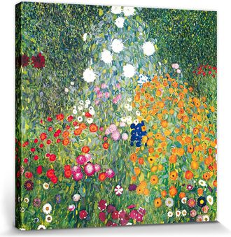 1art1 Gustav Klimt Poster Blumengarten, 1906-08 Bilder Leinwand-Bild Auf Keilrahmen | XXL-Wandbild Poster Kunstdruck Als Leinwandbild 70x70 cm