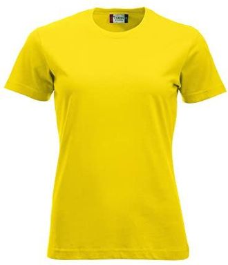 Clique T-shirt demi-manches New Classic-T Mesdames femmes en coton jersey printemps été disponible en différentes couleurs et tailles, Jaune citron, Small