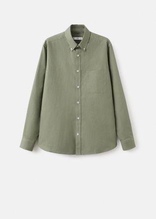 Mango Chemise Oxford regular fit 100 % coton &agrave; rayures vert - Homme - XXL - MANGO MAN