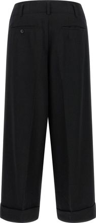 Comme Des Gar&ccedil;ons Wide-Leg Cropped Virgin Wool Trousers - Black
