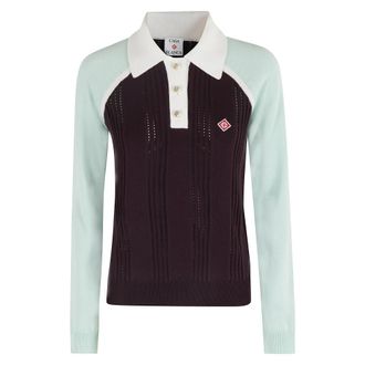 Casablanca Ripp-Polo-Sweater in Aubergine - - Tops - Damen - Mehrfarbig - XS
