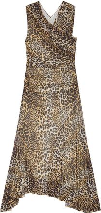 Ganni Maxikleid mit Leoparden-Print - Braun