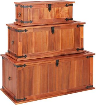 vidaXL Coffres de rangement 3 pcs Bois dacacia solide Vidaxl