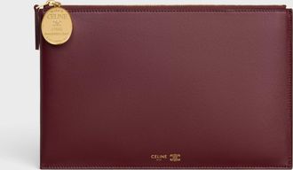 Celine Bi-colour Leather Clutch - Burgundy