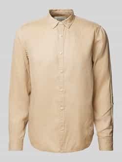 Scotch & Soda Regular Fit Leinenhemd mit Label-Stitching