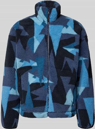 Napapijri Fleecejacke im Allover-Look mit Stehkragen