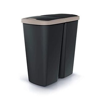 Prosperplast KEDEN Poubelle avec 2 couvercles ind&eacute;pendants 45L Compacta Q duo 48X28X51 cm
