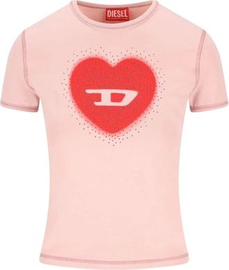 Diesel Femme, Tops, Rose, Taille: 36 FR T-uncuties Heart Logo T-shirt