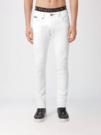 Philipp Plein Jean skinny en denim de coton coupe slim avec plaque logo m&eacute;tallique