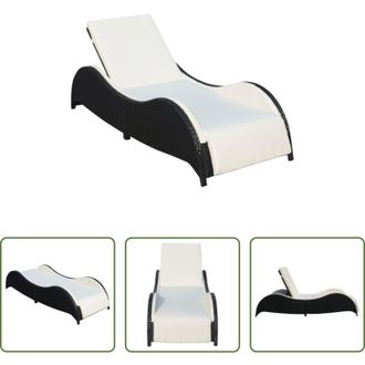 vidaXL Rattan - Sonnenliege mit Polsterauflage Poly Rattan Schwarz