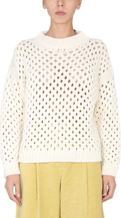 Alysi Femme, Pulls, Beige, Taille: 40 FR Net Knit Crewneck