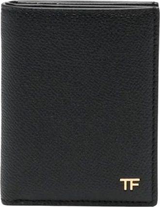 Tom Ford Homme, Accessoires, Noir, Taille: ONE Size Small Grain Leather Folding Cardholder