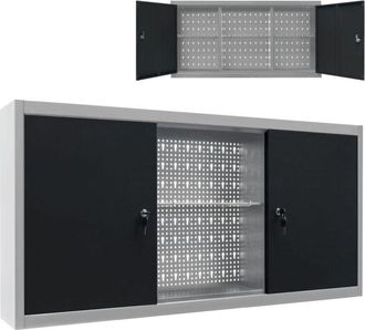 vidaXL Armoire &agrave; outils murale Style Industriel M&eacute;tal Gris et noir