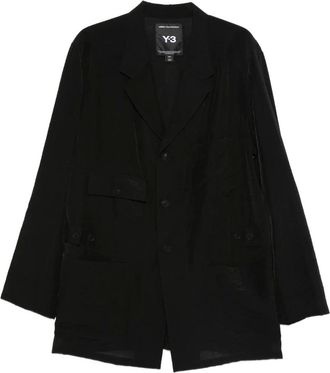 Yohji Yamamoto Homme, Vestes, Noir, Taille: M Crinkle Viscose Chore Coat
