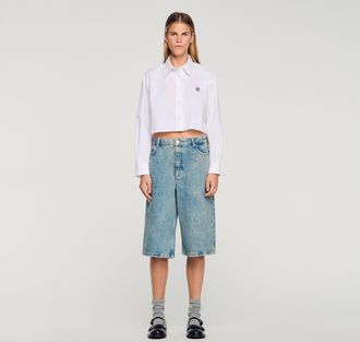 Sandro Bermuda en jean effet usé